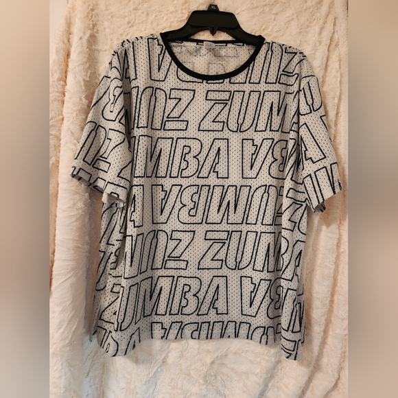 Zumba Fitness | Tops | Zumba Wear White And Black Jersey Top Sz Lg ...